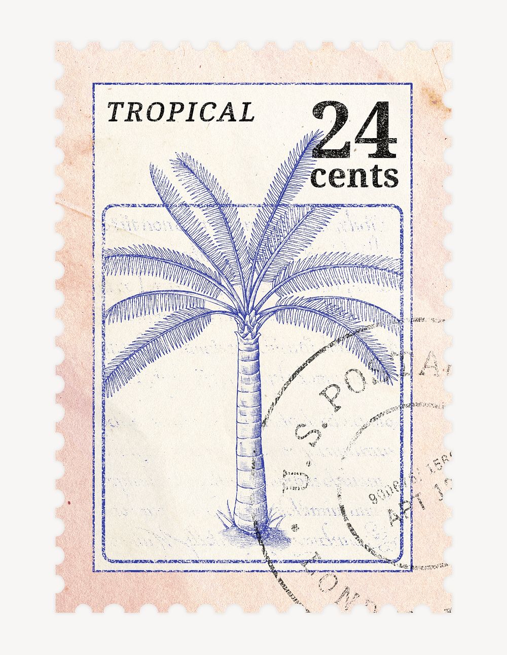 Aesthetic palm tree postage stamp, | Free Photo Illustration - rawpixel
