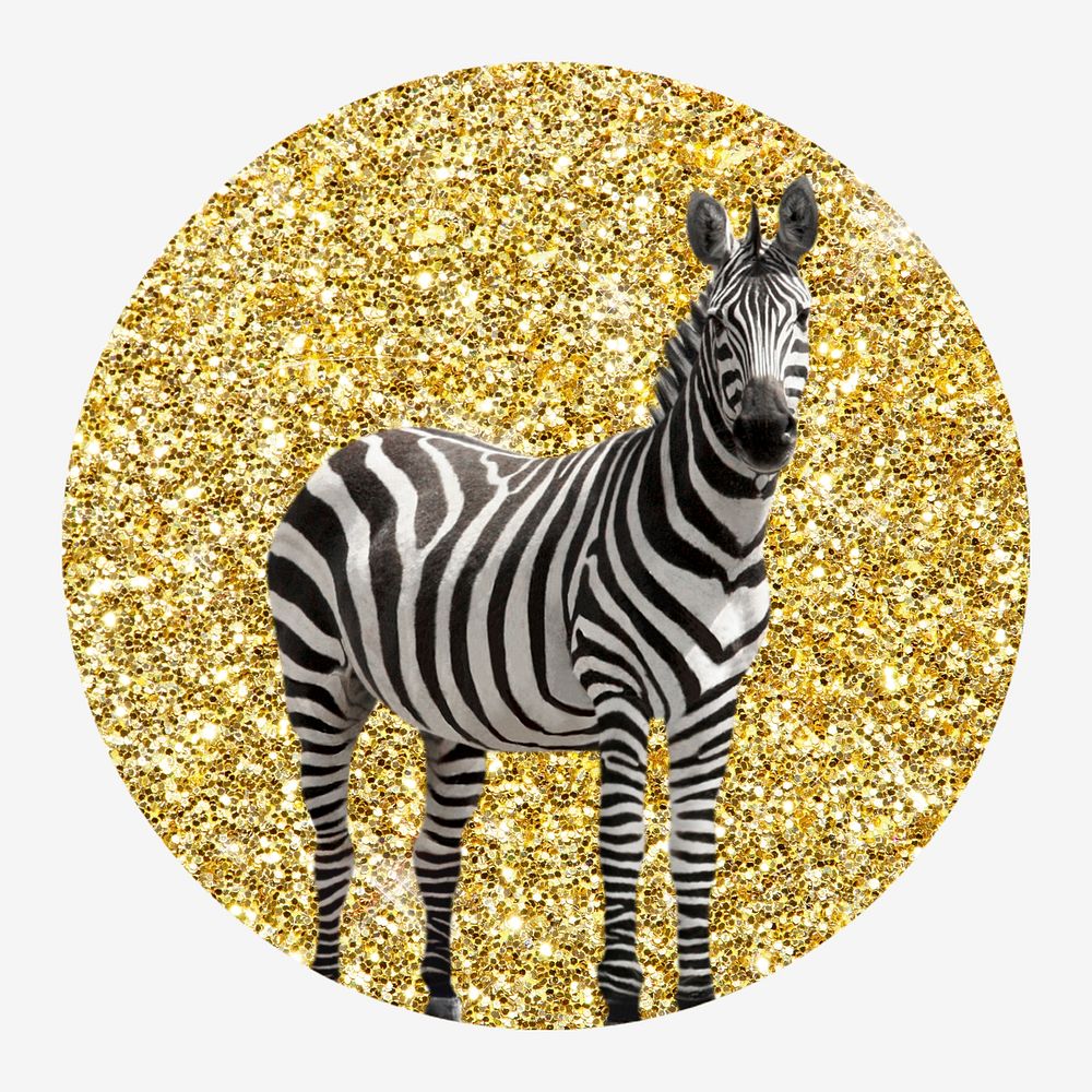 Zebra, gold glitter round shape | Free Photo - rawpixel