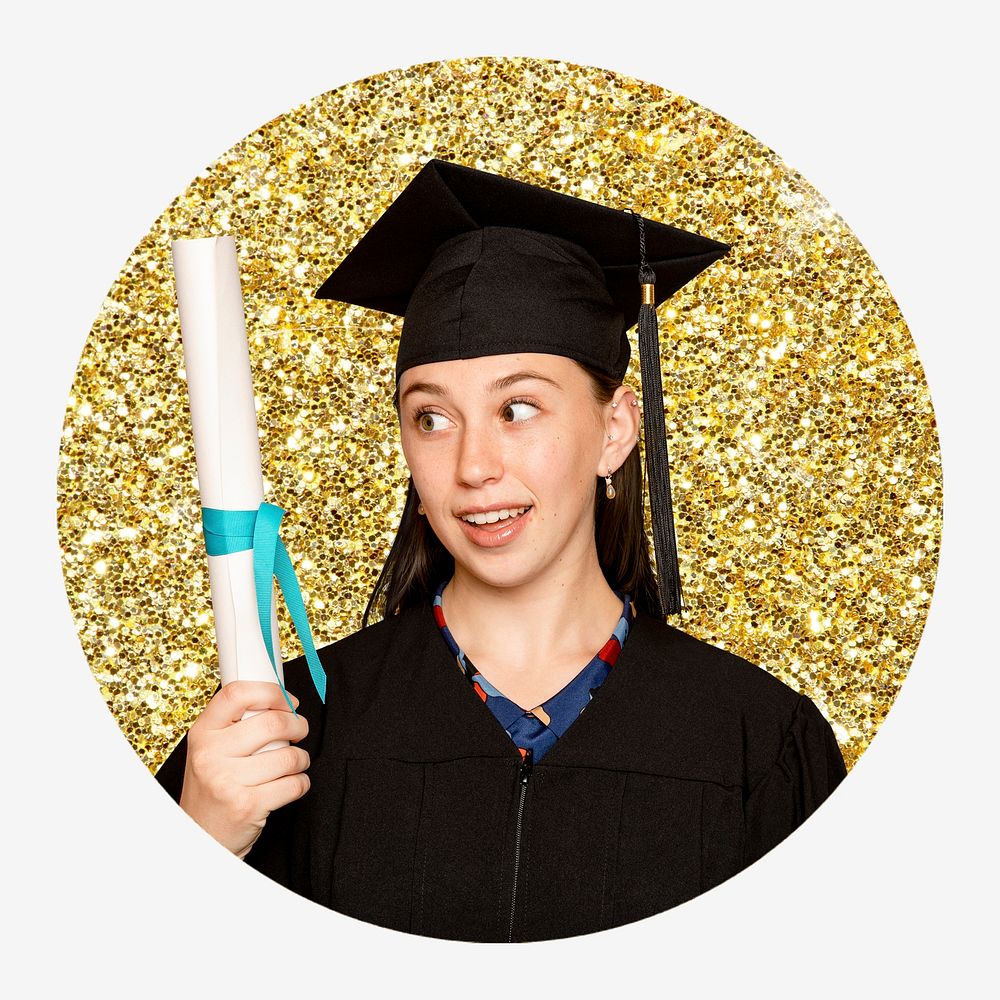 Graduate woman, education gold glitter | Free Photo - rawpixel