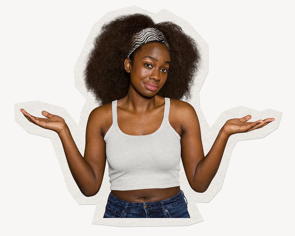 Woman shrugging clipart sticker, paper | Free Photo - rawpixel