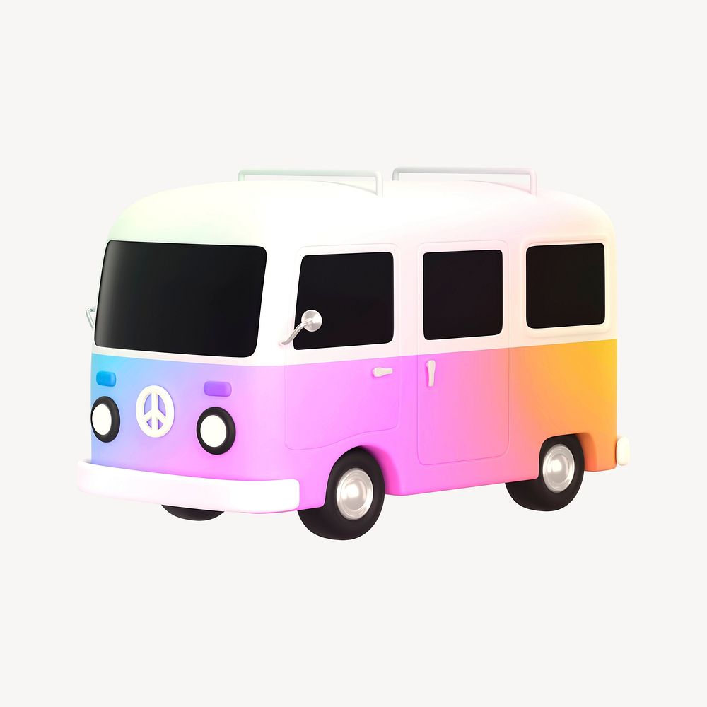 3D aesthetic van, summer concept | Free Photo Illustration - rawpixel