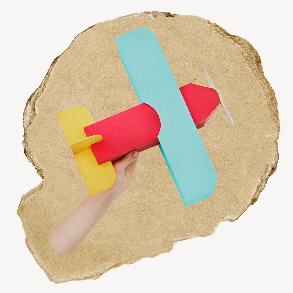 Airplane paper craft, collage element | Free Photo - rawpixel