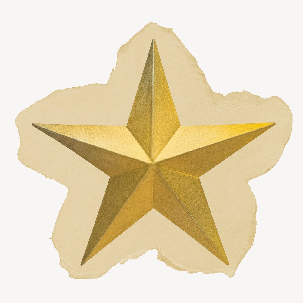 Gold star, ripped paper collage | Free Photo - rawpixel