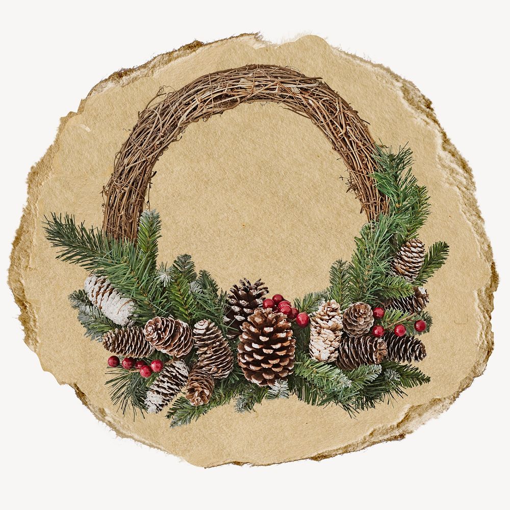 Christmas wreath, ripped paper collage | Premium Photo - rawpixel