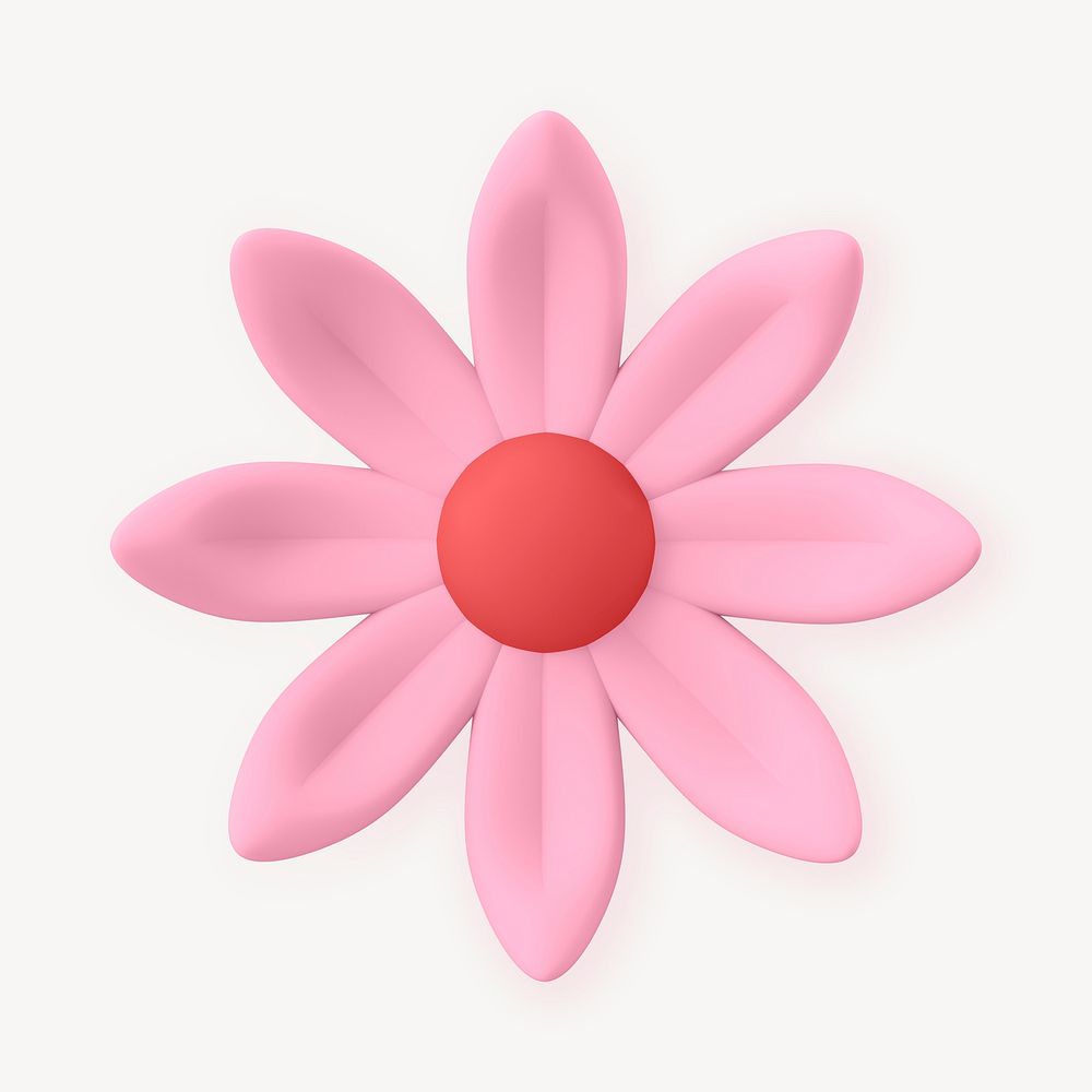 Pink flower sticker, cute 3D | Premium PSD Illustration - rawpixel