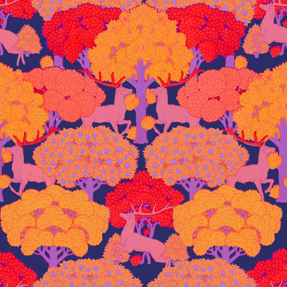 Colorful forest pattern background, vintage | Premium Vector ...