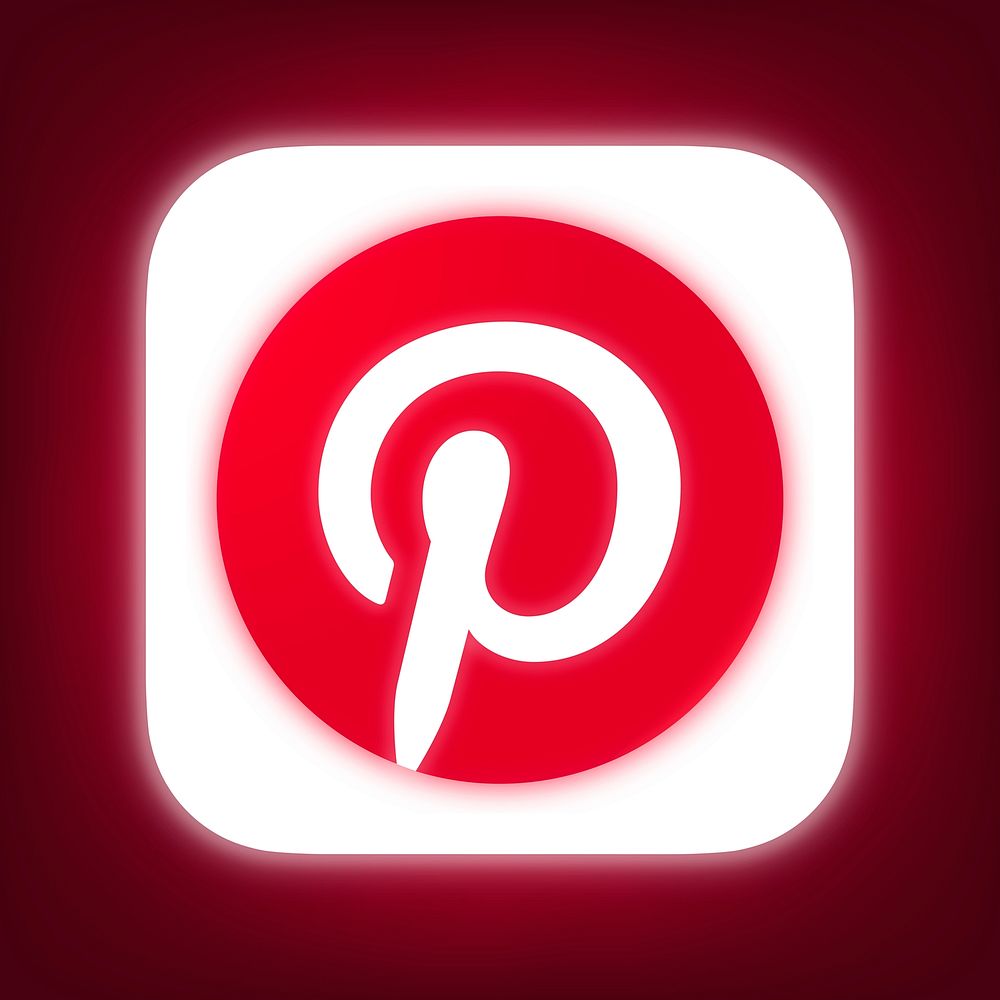 Pinterest icon social media neon | Free Photo - rawpixel