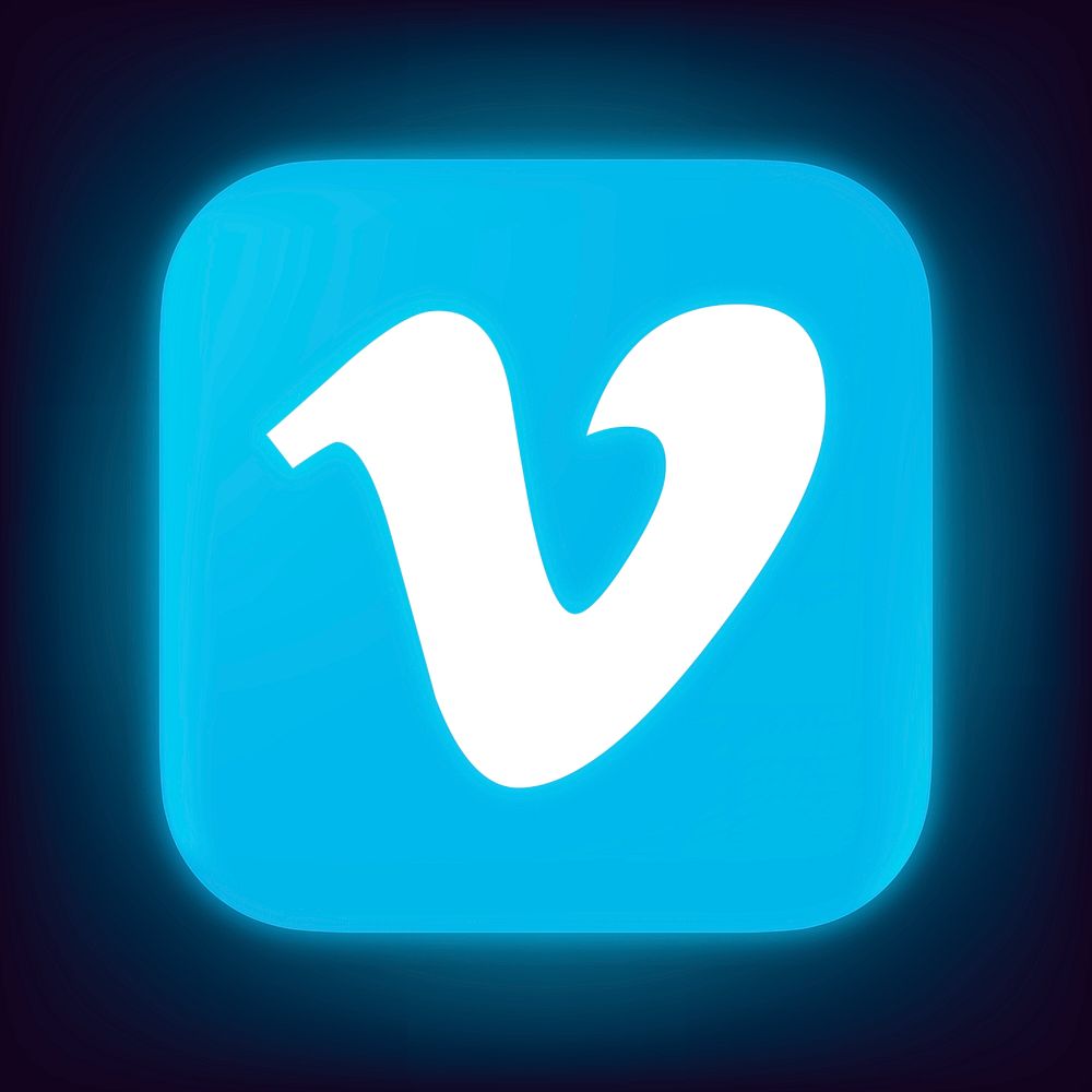Vimeo icon social media neon | Premium PSD - rawpixel