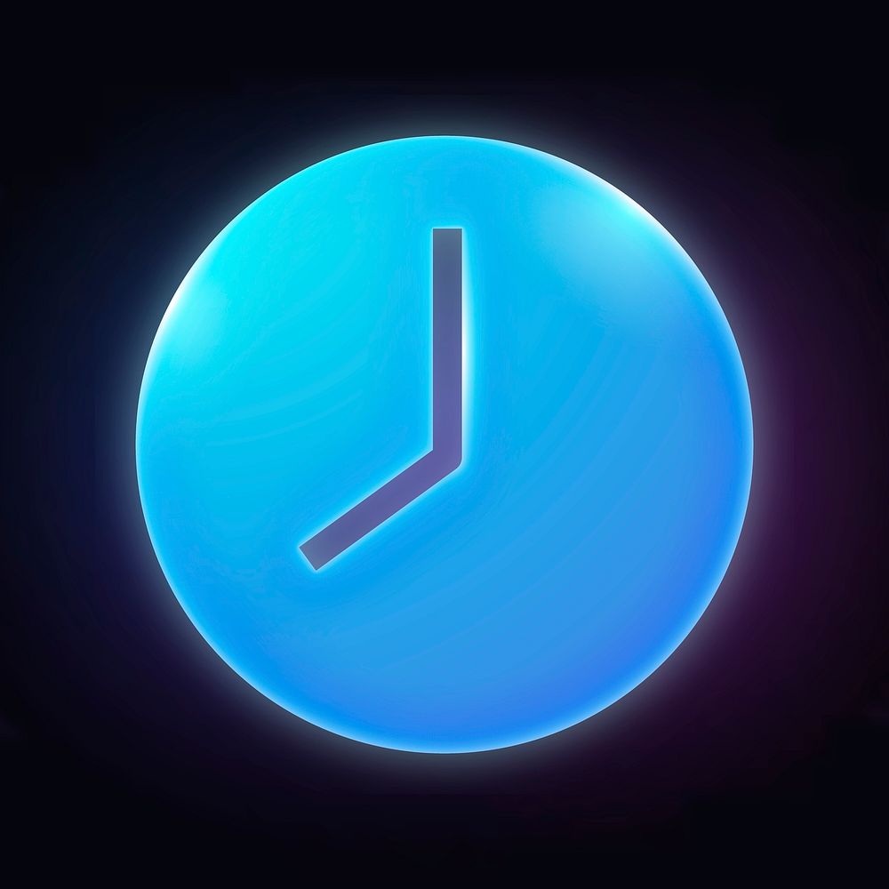 Clock icon, neon glow design | Free PSD - rawpixel