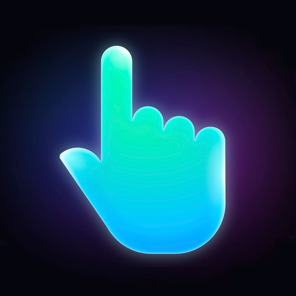 Pointing hand icon, neon glow | Premium PSD - rawpixel