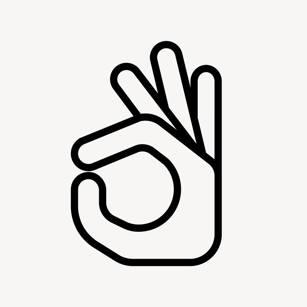 Okay hand icon, line art | Free Photo - rawpixel