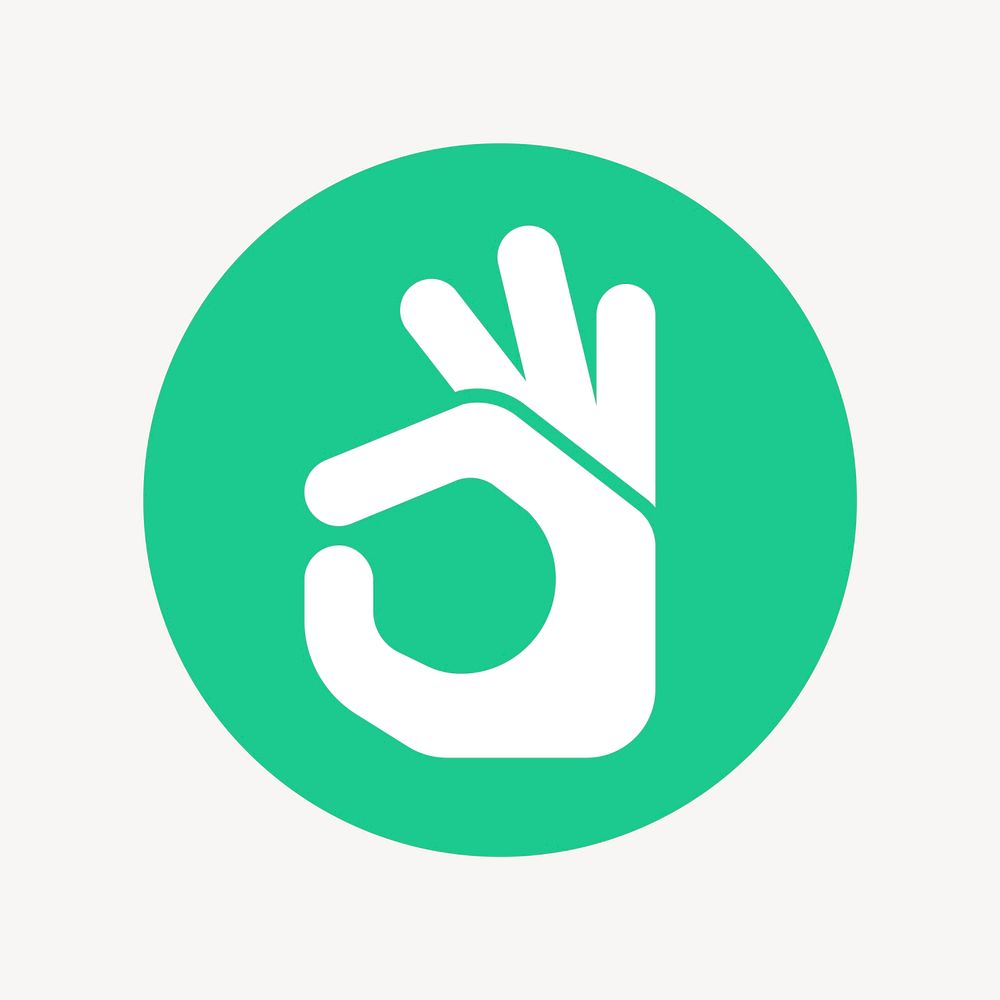 Okay hand icon badge, flat | Free Photo - rawpixel