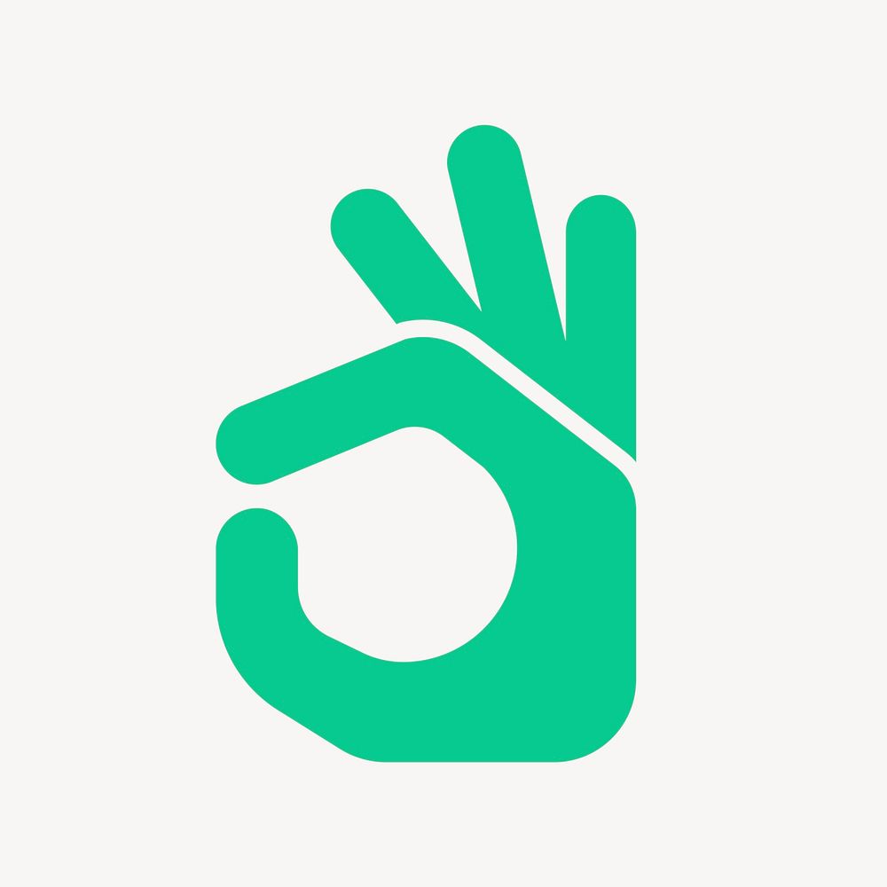 Okay hand icon, green flat | Premium PSD - rawpixel