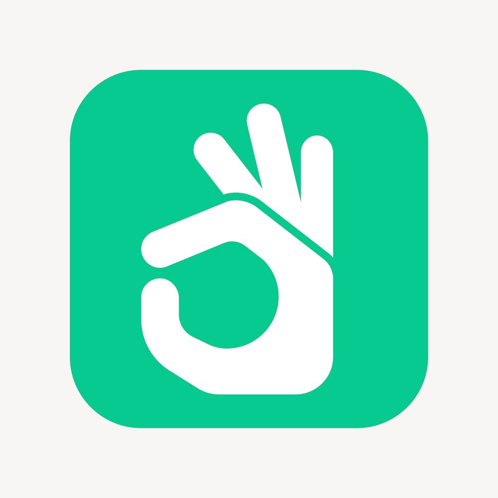 Okay hand icon, flat square | Premium PSD - rawpixel