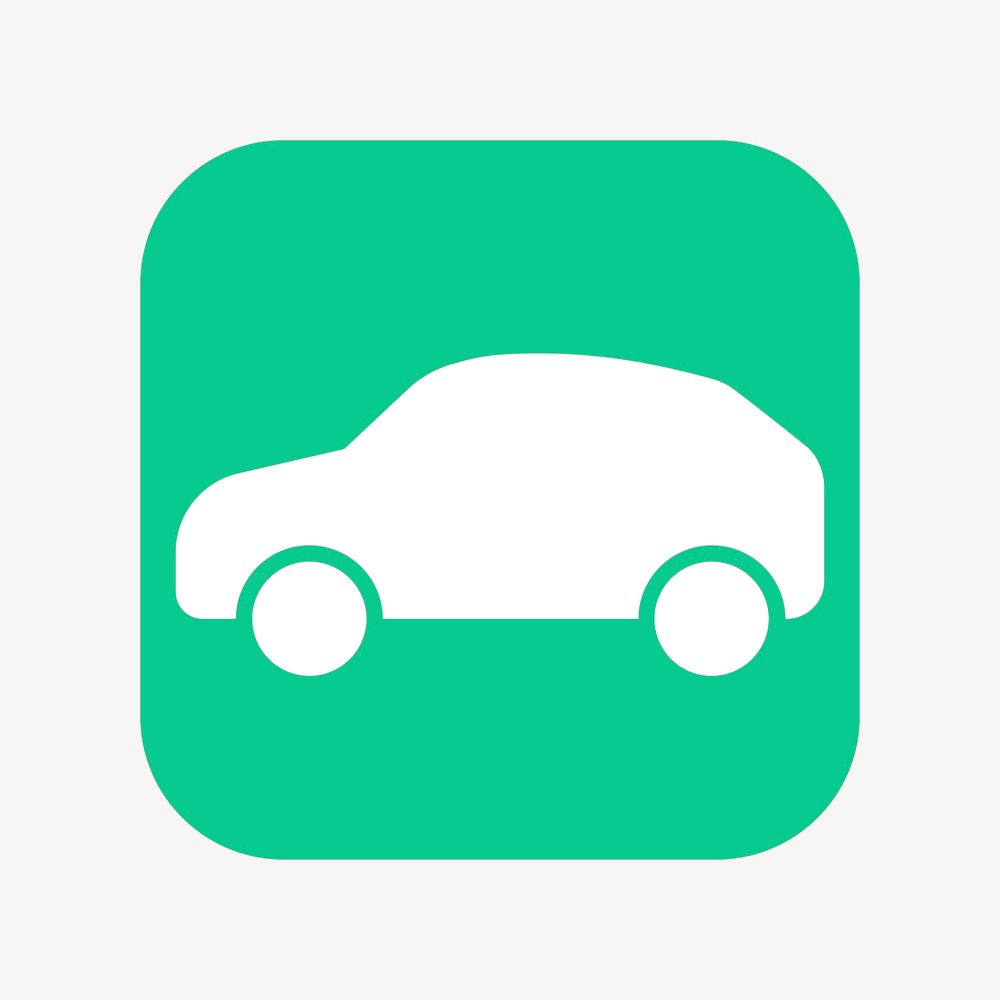 EV car icon, flat square | Free Icons - rawpixel