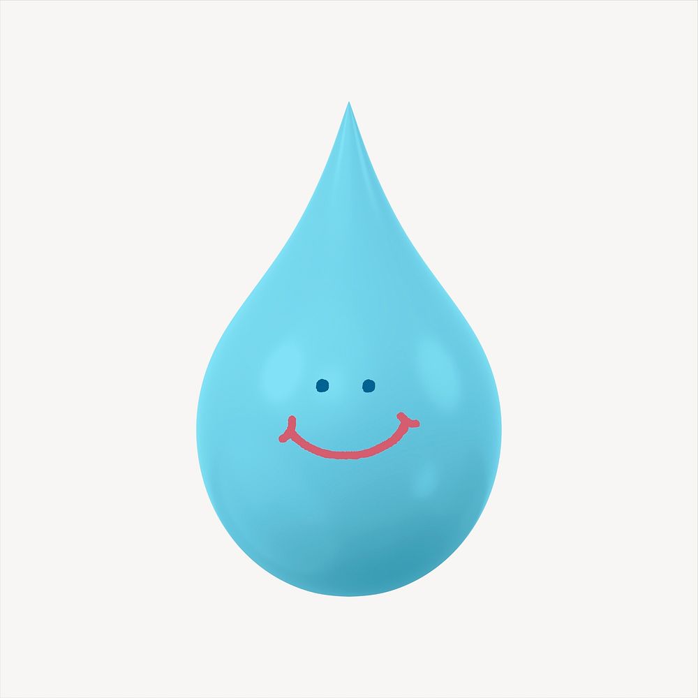 Smiling water drop, 3D emoticon | Free Photo Illustration - rawpixel