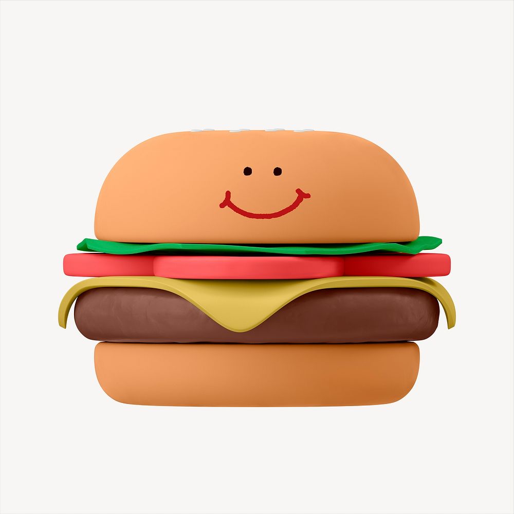 Smiling burger, 3D emoticon illustration | Free Photo Illustration ...