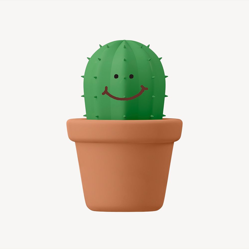 Smiling cactus, 3D emoticon illustration | Free Photo Illustration ...