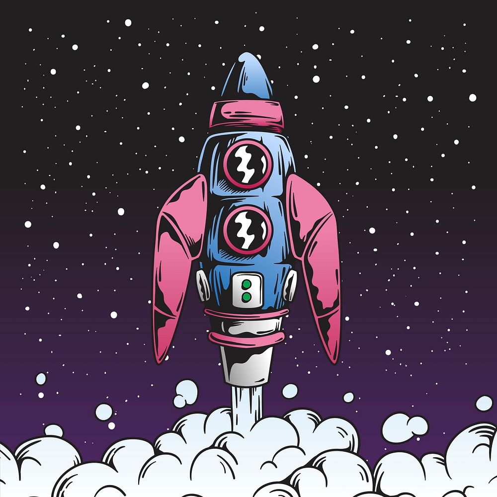 Rocket collage element, retro business | Premium PSD Illustration ...