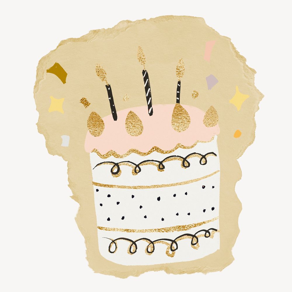 Birthday cake, ripped paper collage | Free Photo - rawpixel