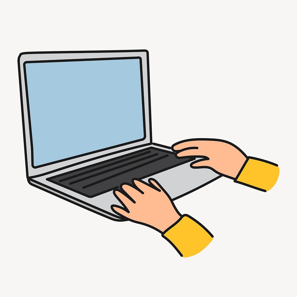 Hand using laptop sticker, digital | Premium PSD - rawpixel