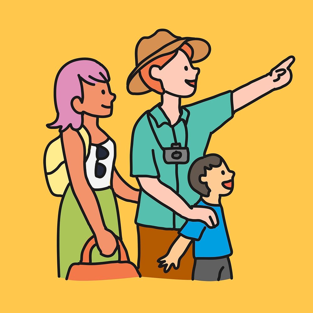 Family day out clipart, traveling | Free PSD Illustration - rawpixel