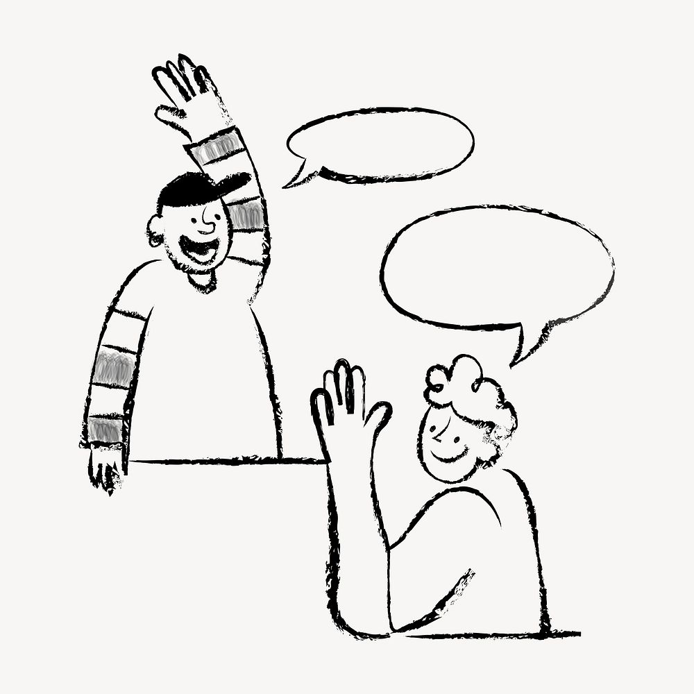 Men saying hello, cute doodle | Free Photo Illustration - rawpixel