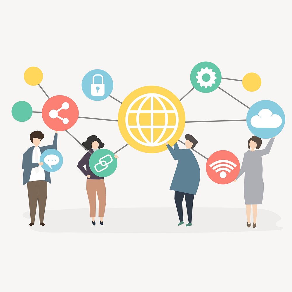 Internet connection collage element, network | Premium PSD Illustration ...