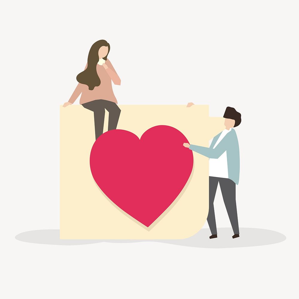 Dating illustration, romantic couple | Free Photo Illustration - rawpixel