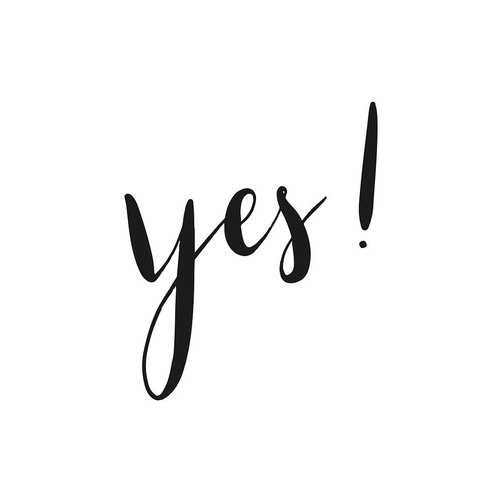 Yes! word, black & white | Premium PSD - rawpixel