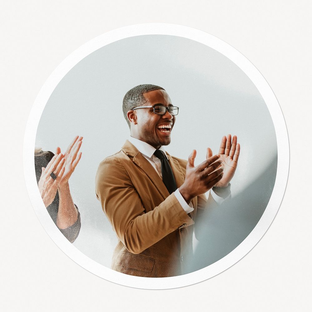Black businessman clapping circle frame, | Free Photo - rawpixel