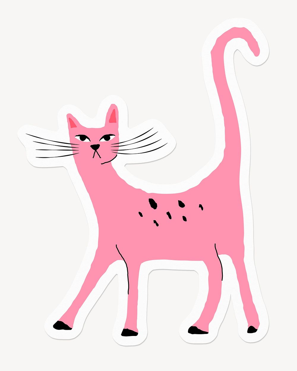 Pink cat, animal drawing illustration | Free Photo - rawpixel