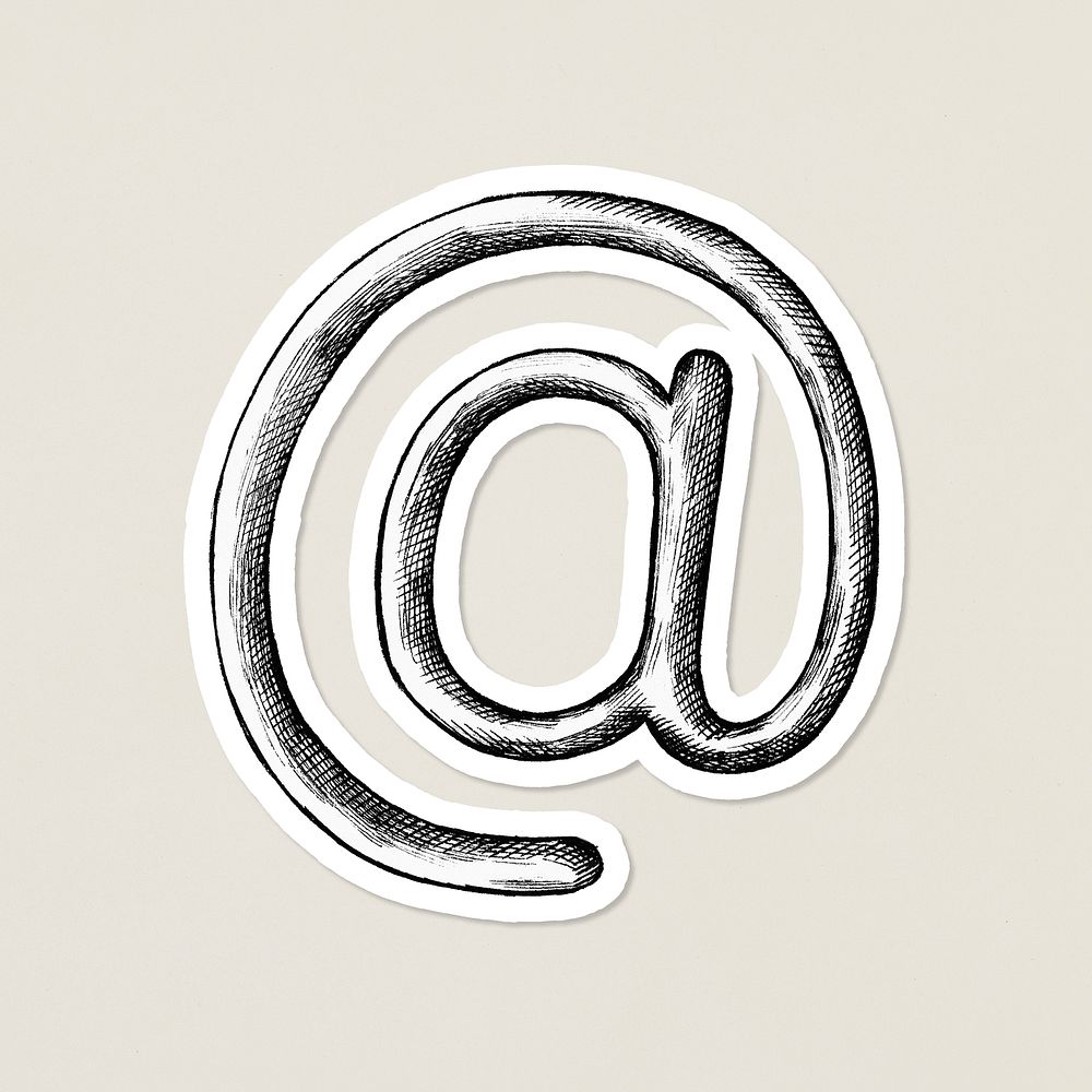 At sign cartoon sticker psd | Premium PSD - rawpixel