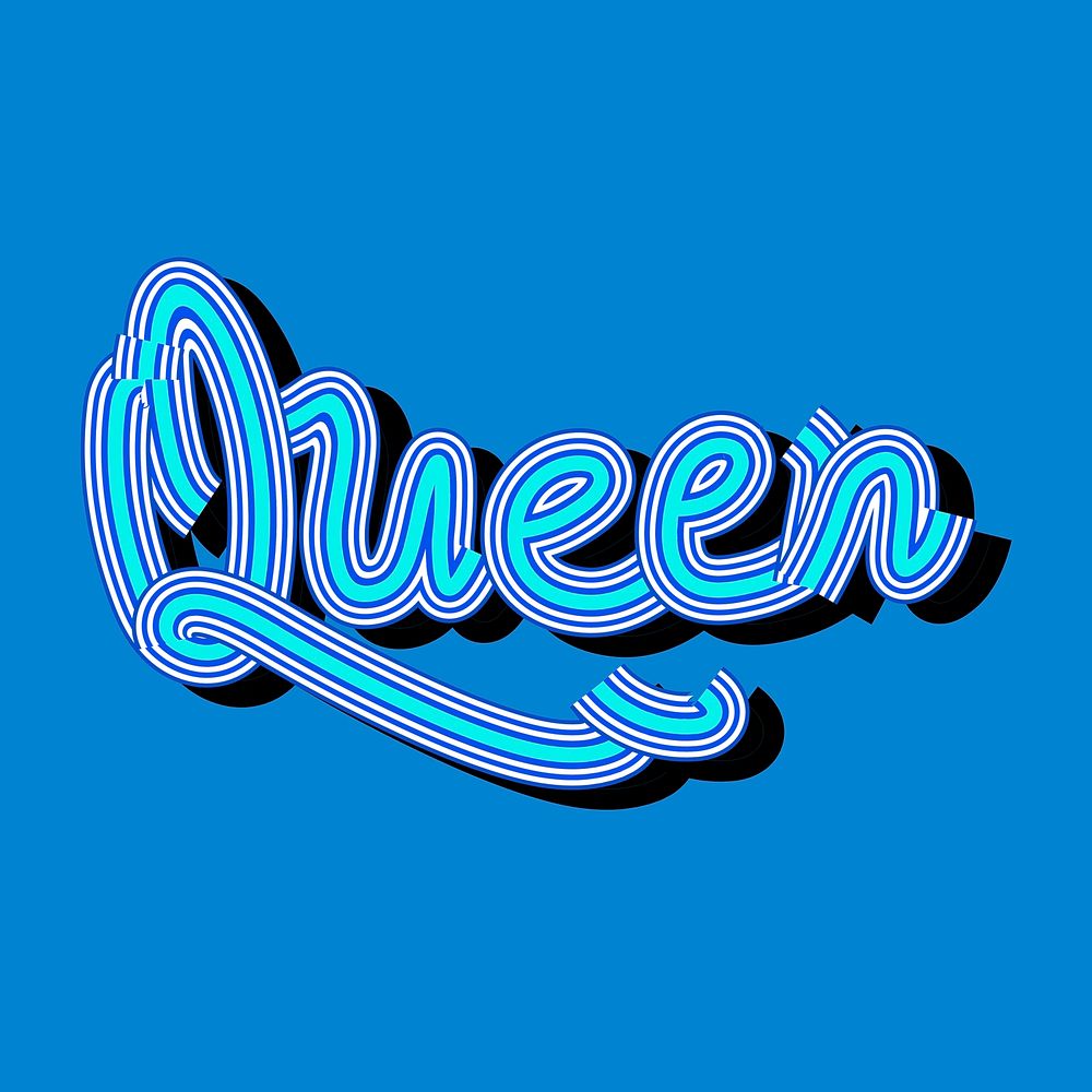 Blue shades Queen vector calligraphy | Premium Vector - rawpixel