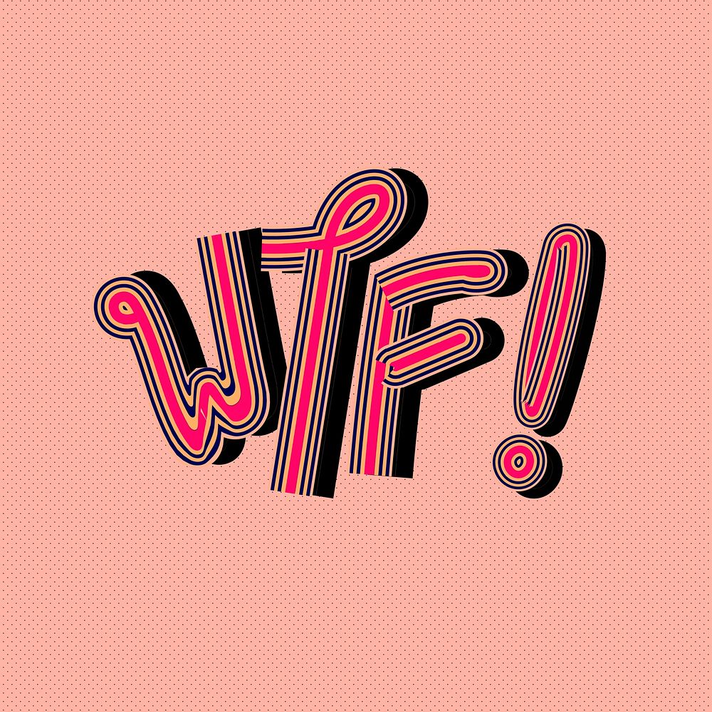Retro pink WTF! font vector | Premium Vector - rawpixel
