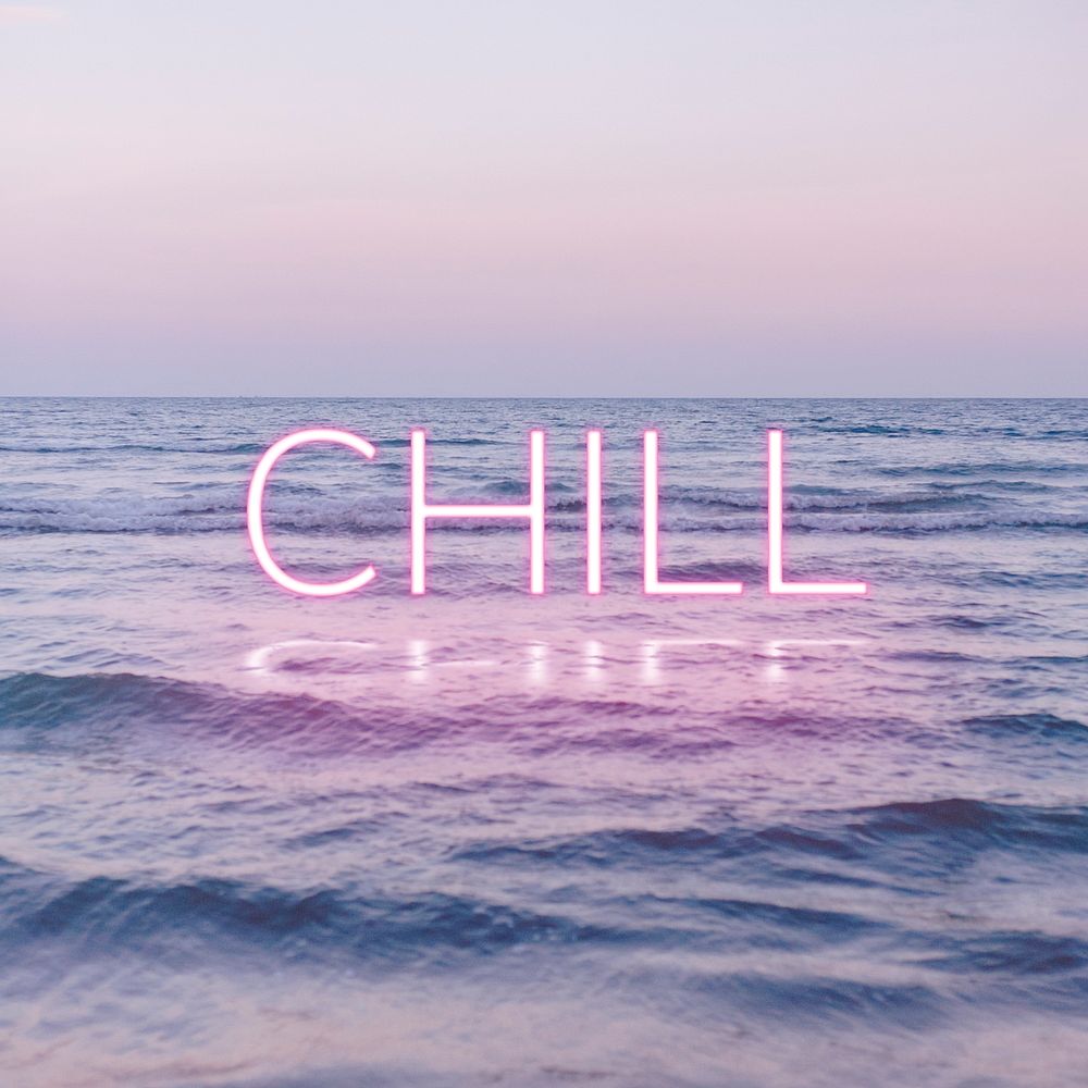 CHILL word pink neon typography | Free Photo - rawpixel
