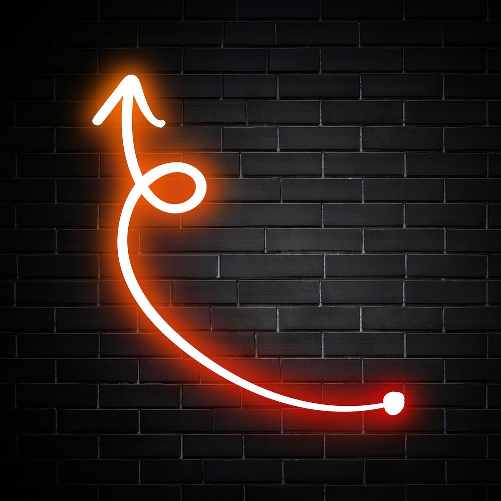 Neon red swirl arrow sign | Premium PSD - rawpixel