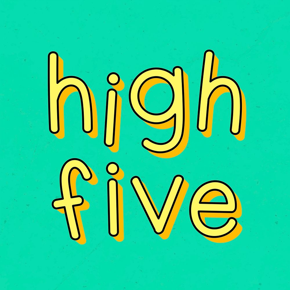 Yellow high five typography green | Premium Vector - rawpixel