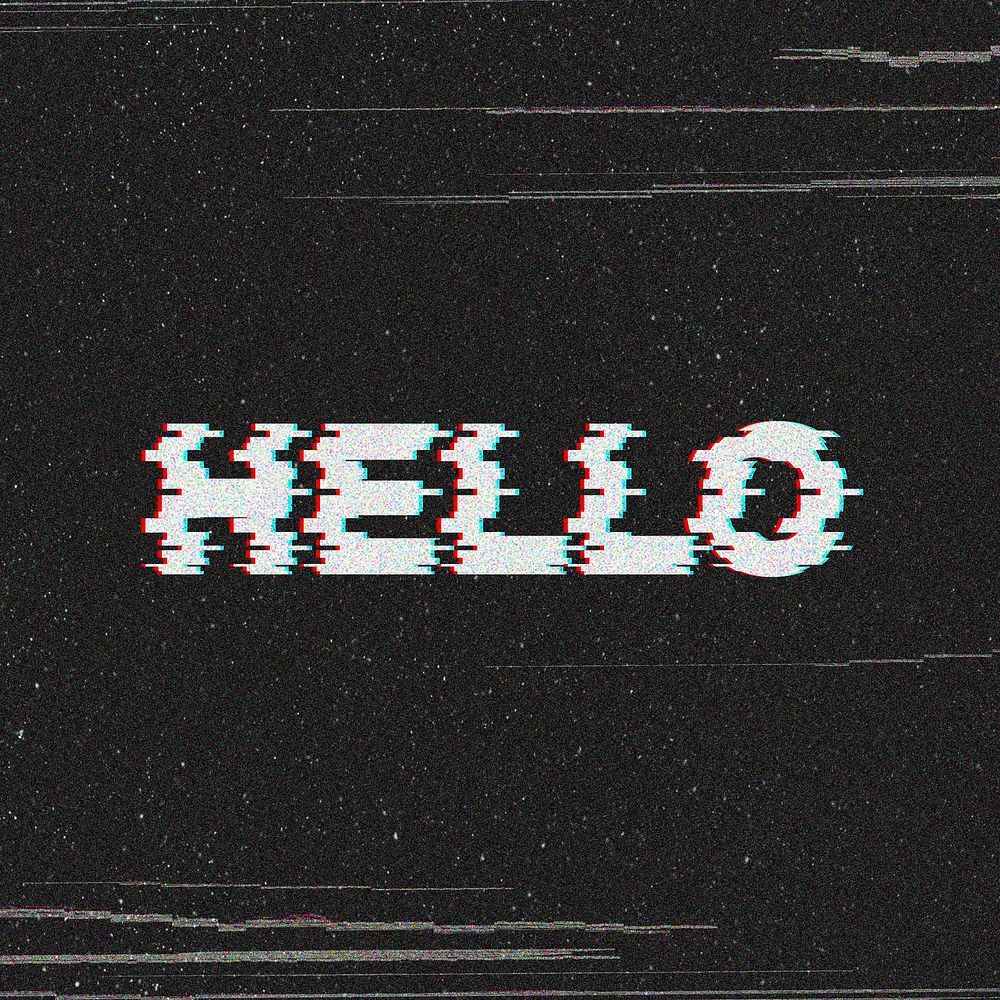 Hello glitch effect typography black | Free Photo - rawpixel