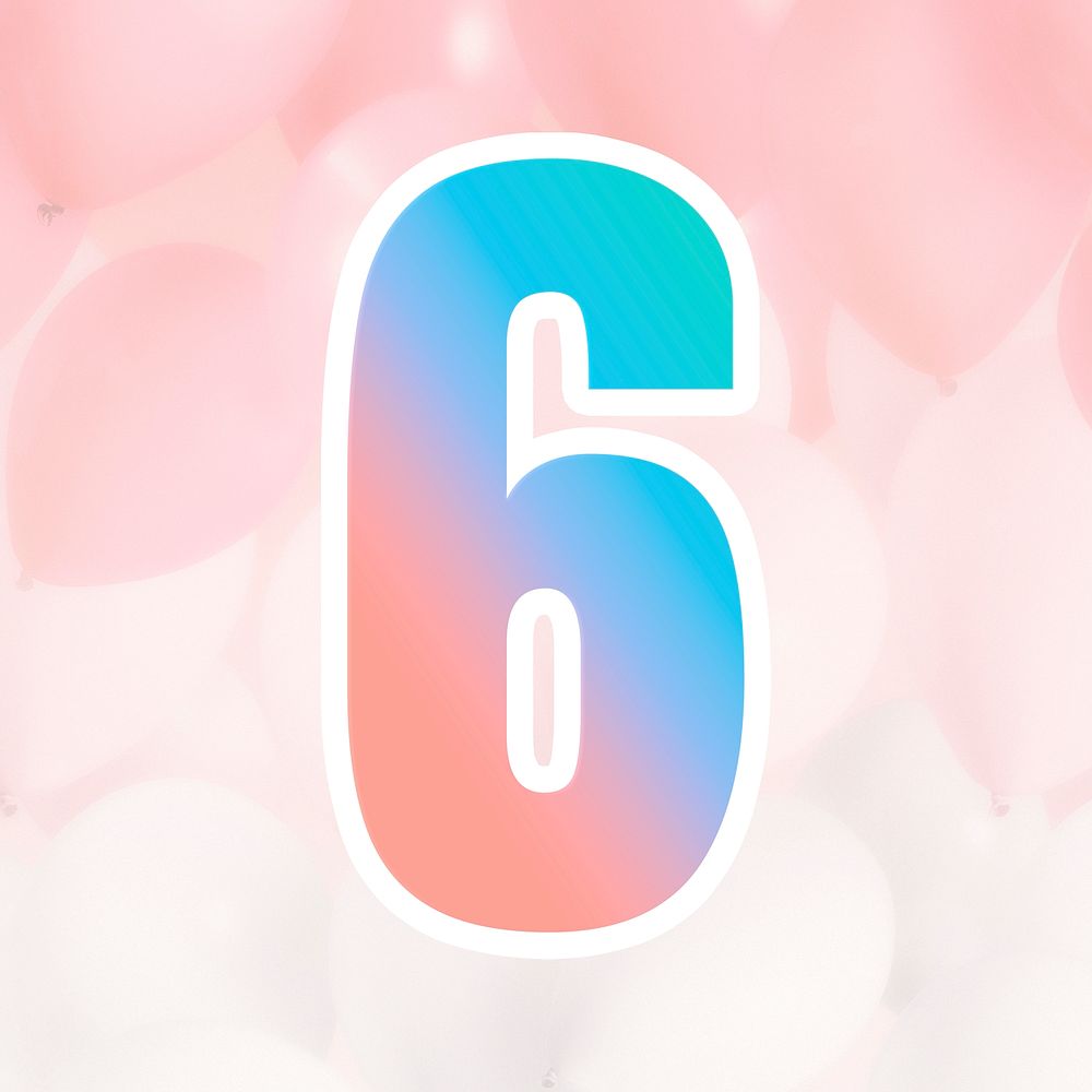 Psd number 6 gradient font | Free PSD - rawpixel