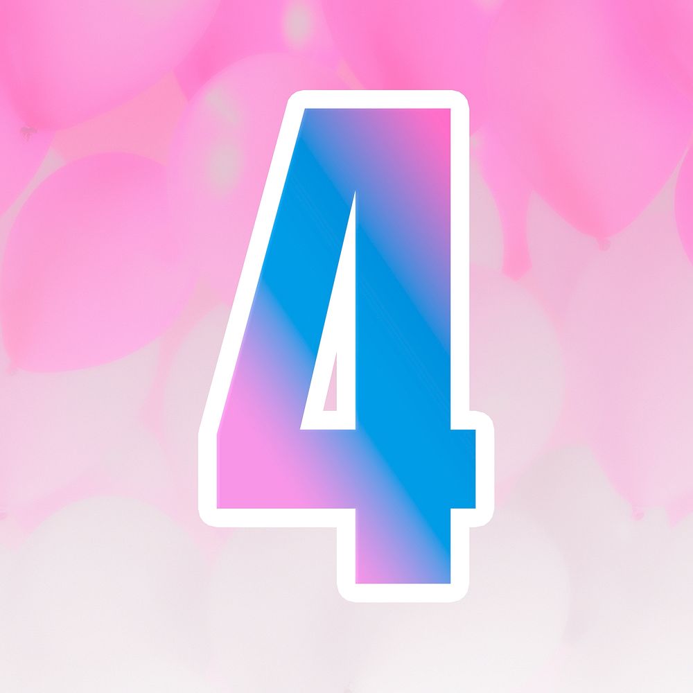 Gradient number 4 font psd | Premium PSD - rawpixel