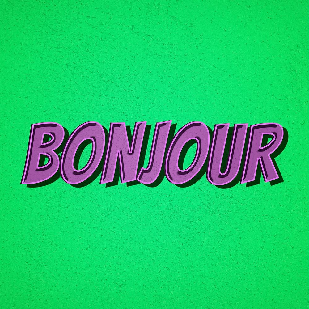 Bonjour cartoon font typography green | Free Photo - rawpixel