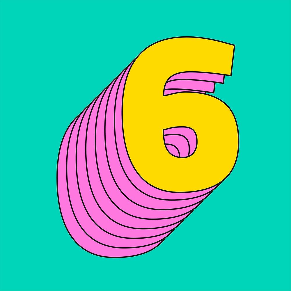 3d number six vector layered | Premium Vector - rawpixel