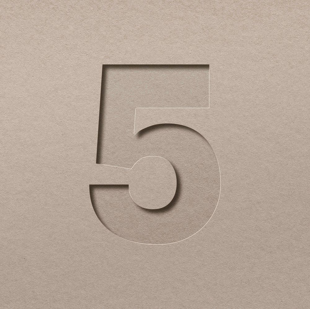 Paper cut number 5 psd | Free Photo - rawpixel