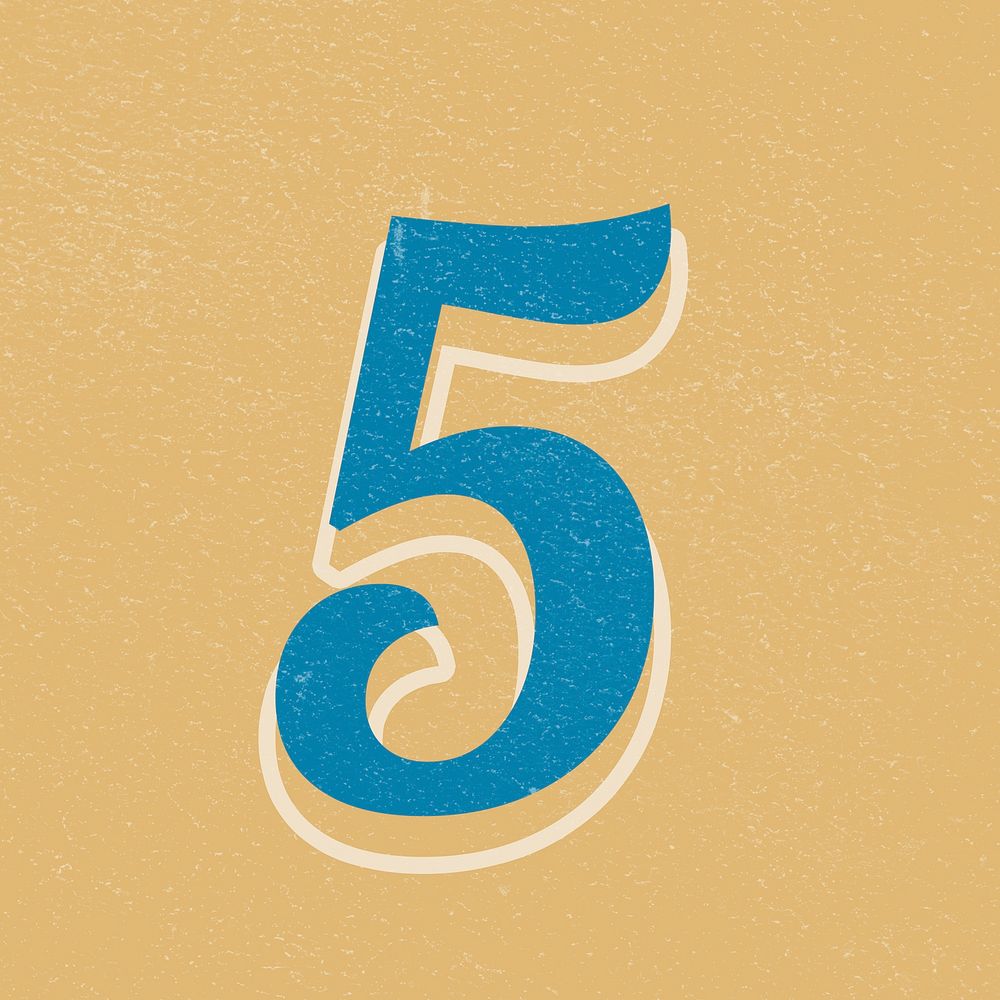 Psd number 5 bold retro | Premium PSD - rawpixel