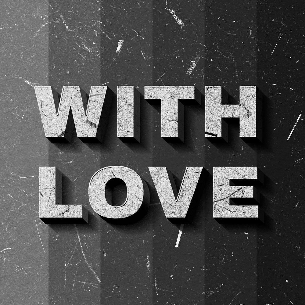 Retro 3D Love grayscale text | Free Photo - rawpixel