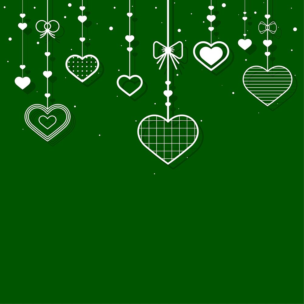 Vector hanging hearts green festive | Premium Vector - rawpixel