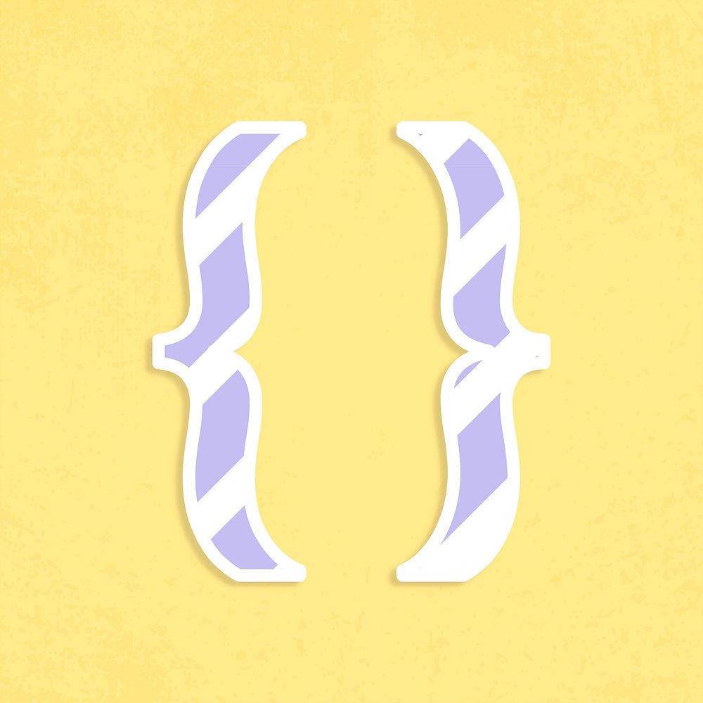 Curly brackets font sticker graphic | Free PSD - rawpixel