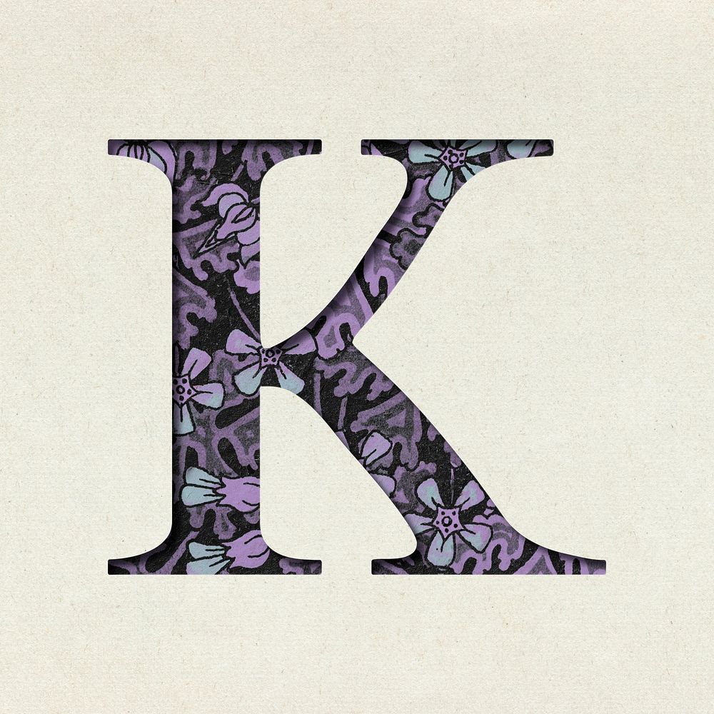 Vintage purple letter psd K | Free PSD - rawpixel