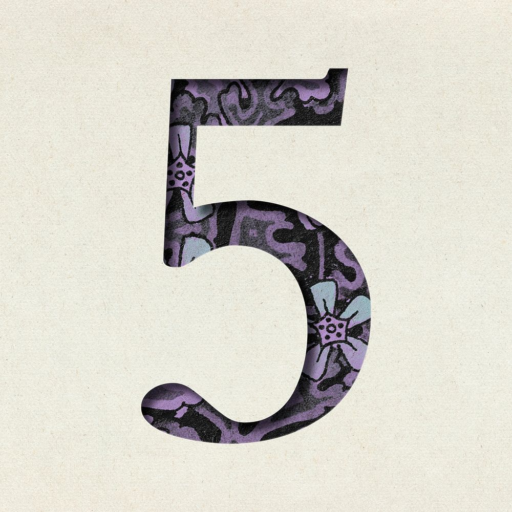 Vintage purple number 5 psd | Premium PSD - rawpixel